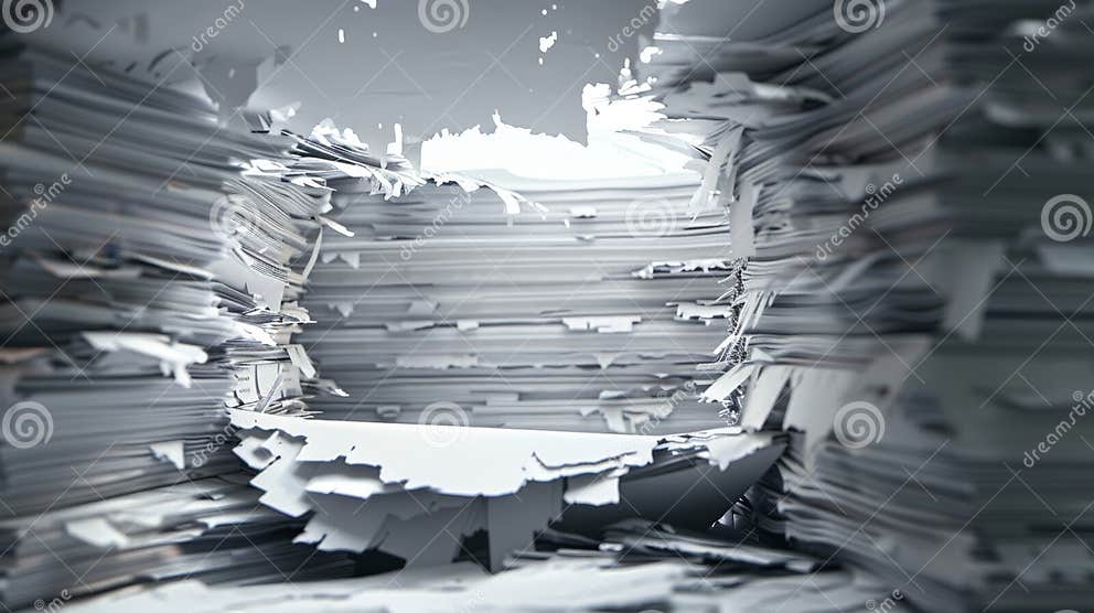 A Stack of Papers with a Hole Punched through with Confidential Data ...