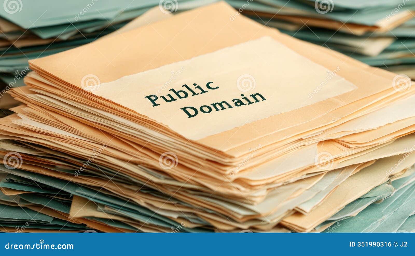 Stack of Papers Labeled Public Domain in an Office Setting ...
