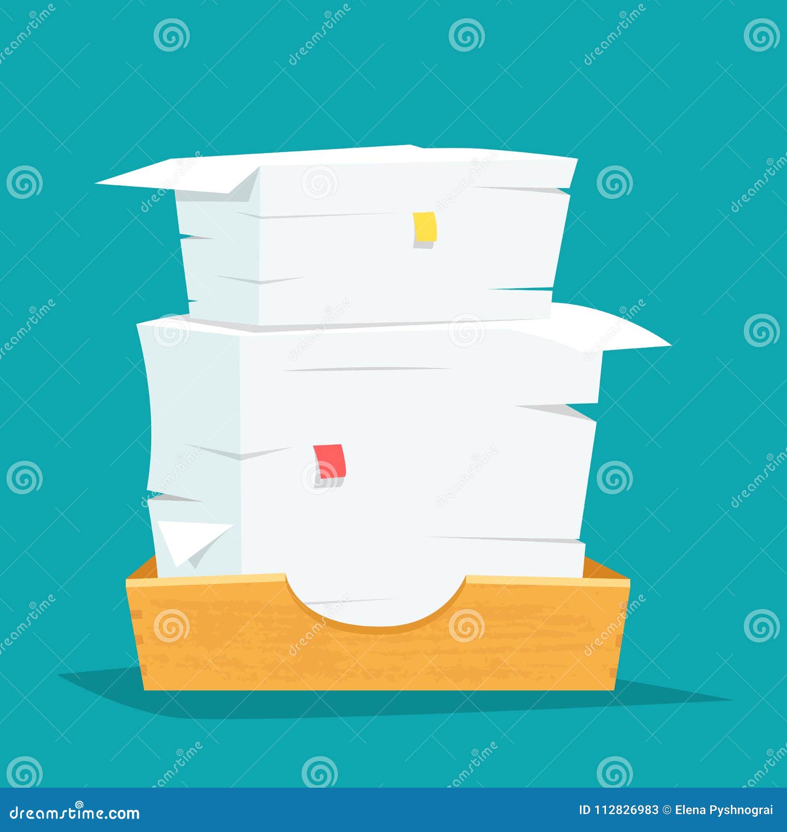 Stack of Papers in Office Box. Stock Vector - Illustration of element ...