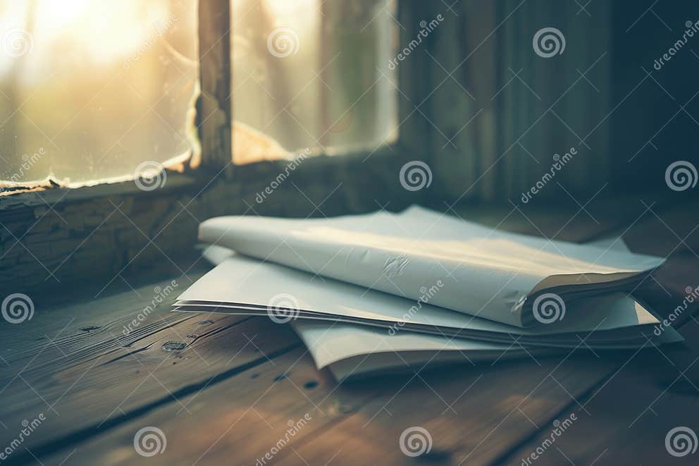 A Stack of Papers Resting on a Wooden Table, Ideal for Office or Study ...