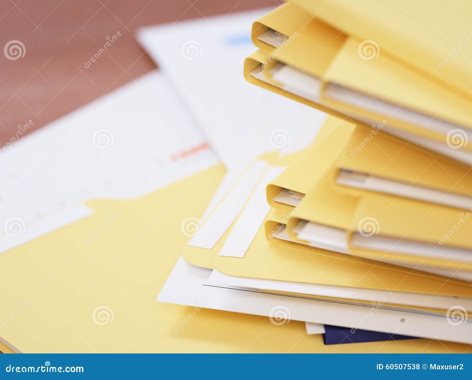Stack of papers on a table stock photo. Image of office - 60507538