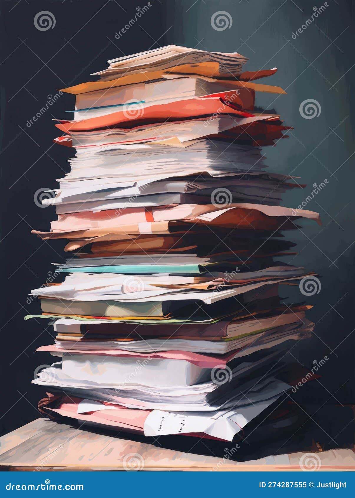A Stack of Papers Tered on a Table Lined Up in a Specific Order. Stock ...