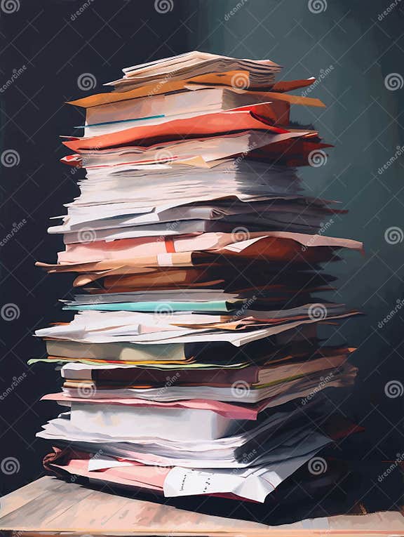 A Stack of Papers Tered on a Table Lined Up in a Specific Order. Stock ...