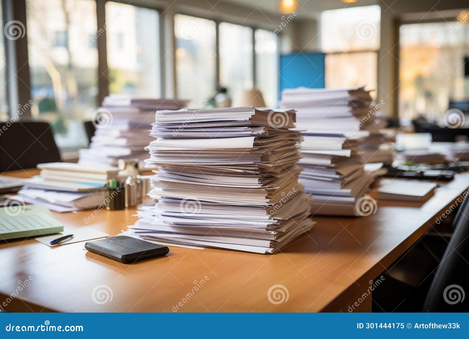 A Stack of Paperwork on a Desk Stock Illustration - Illustration of ...