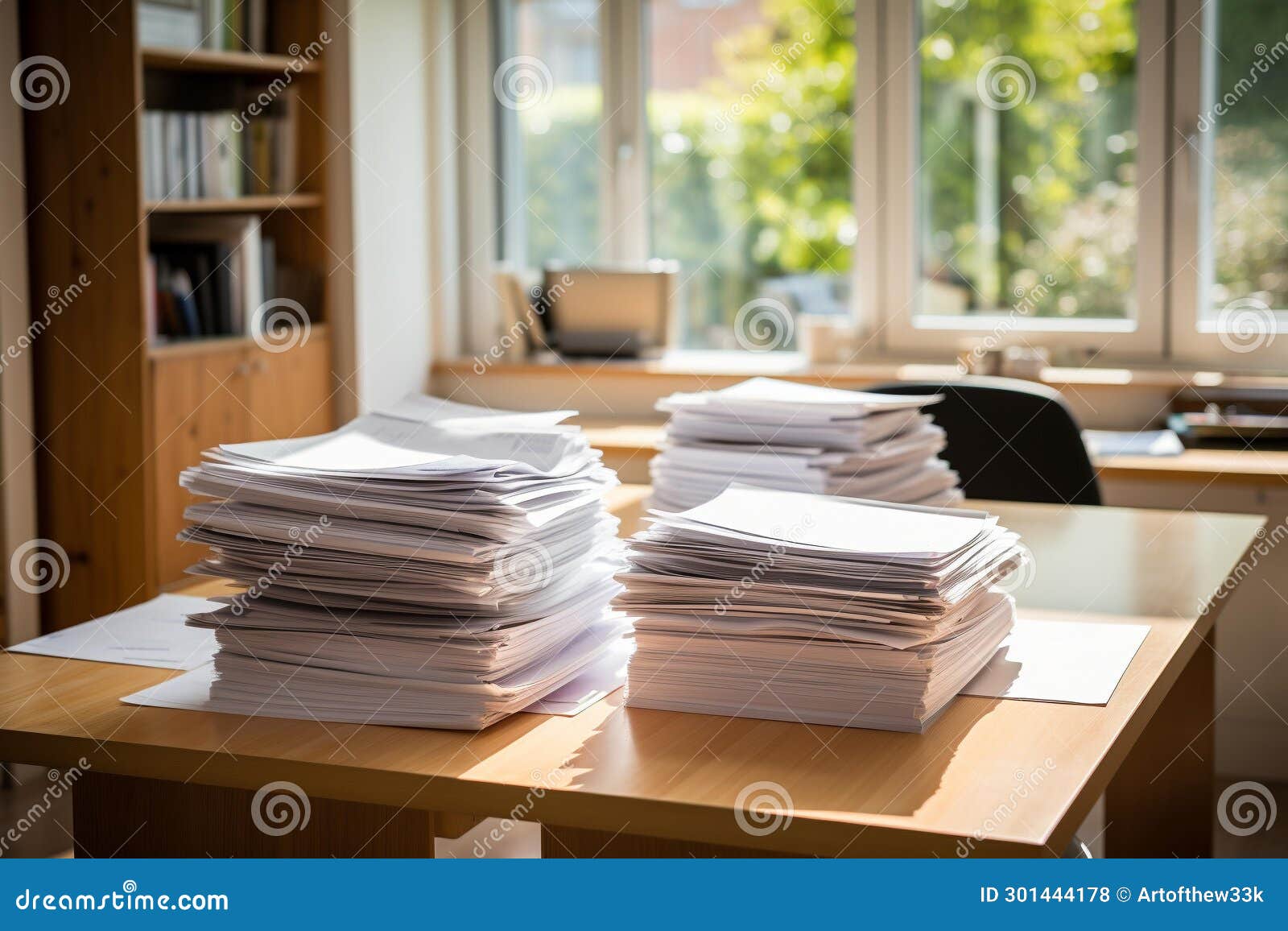 A Stack of Paperwork on a Desk Stock Illustration - Illustration of ...