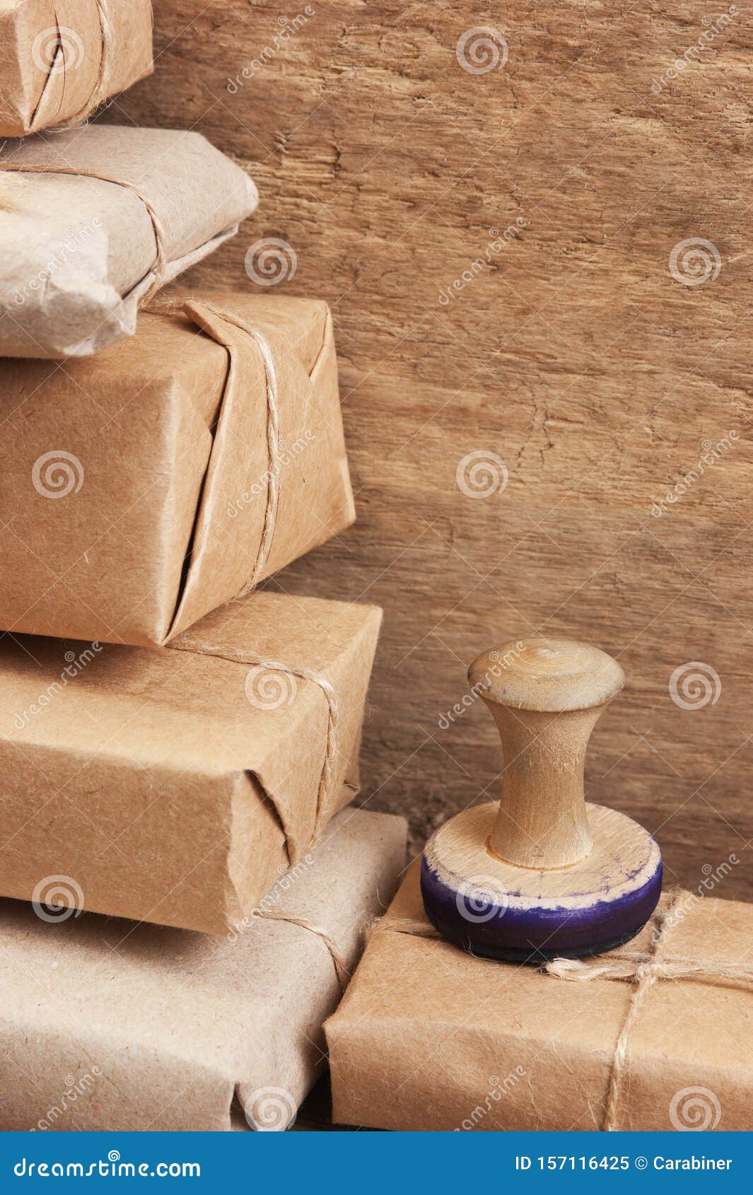 Stack parcel in warehouse stock image. Image of seal - 157116425