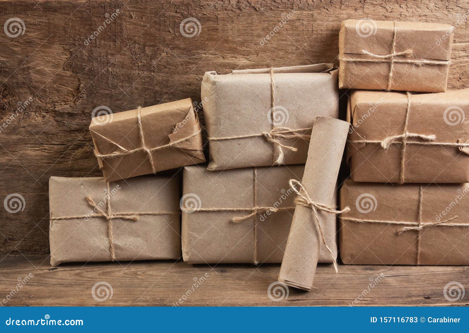 Stack parcel in warehouse stock image. Image of craft - 157116783