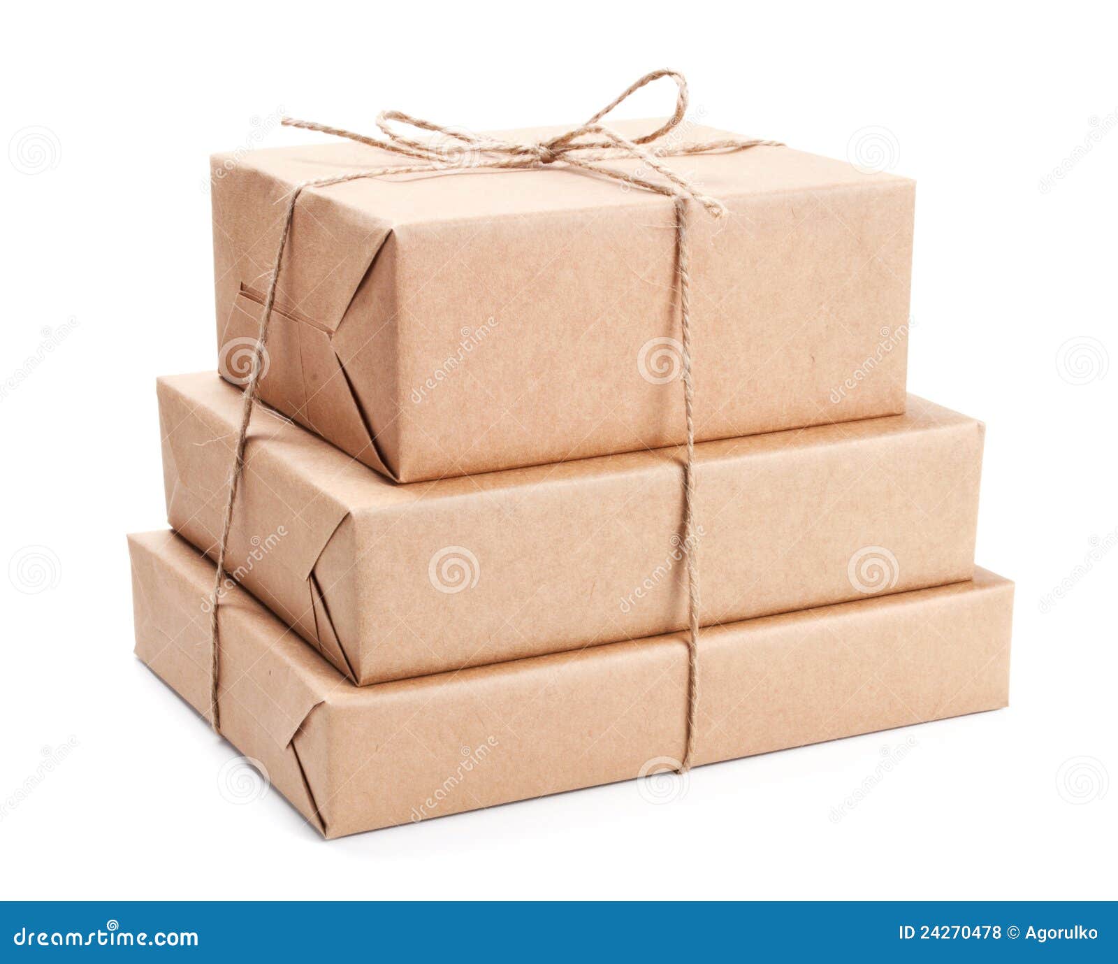 Stack of Parcel Wrapped with Brown Packing Paper Stock Photo - Image of ...