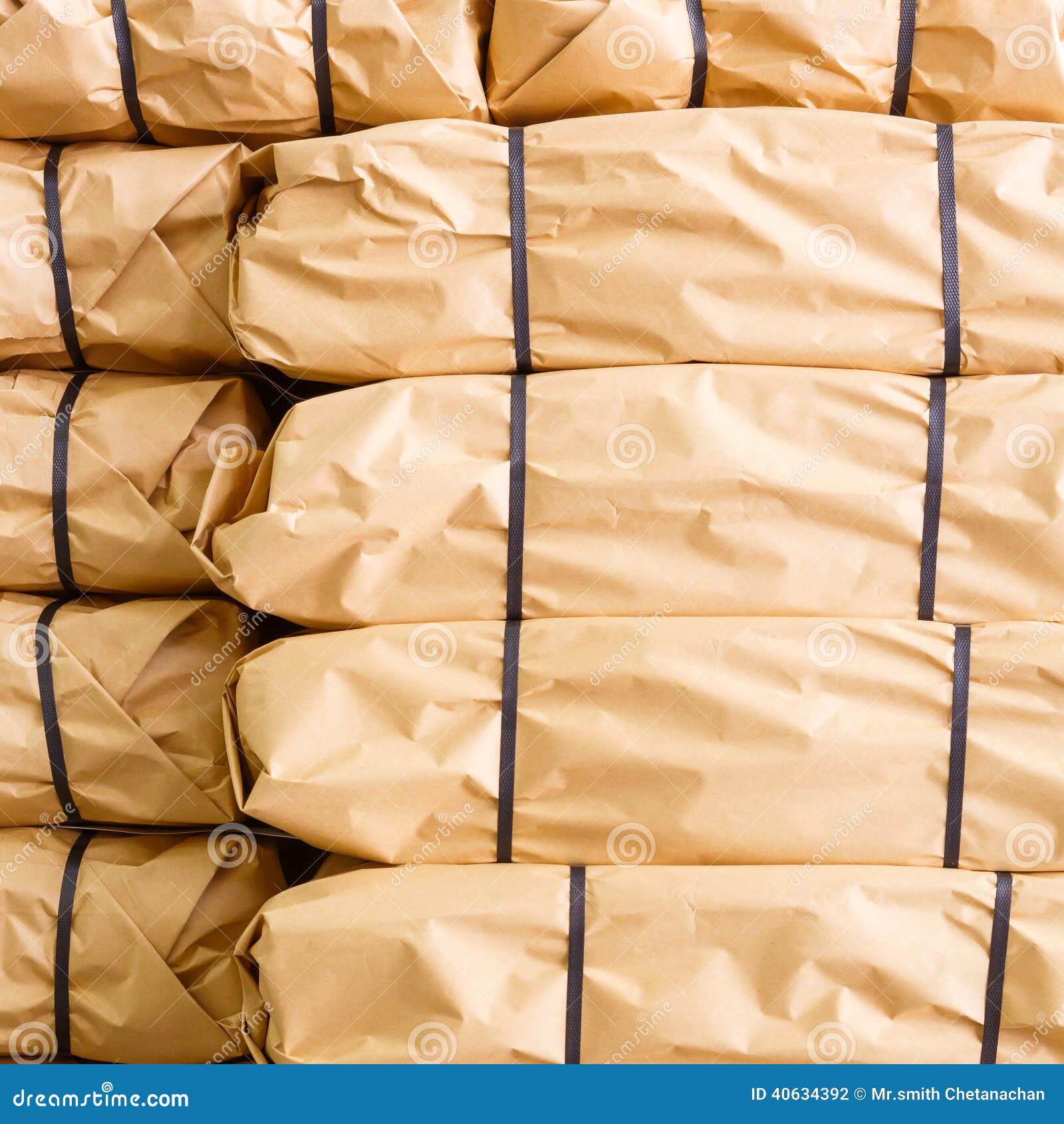 Stack of Parcel Wrapped in Brown Recycled Paper Stock Photo - Image of ...