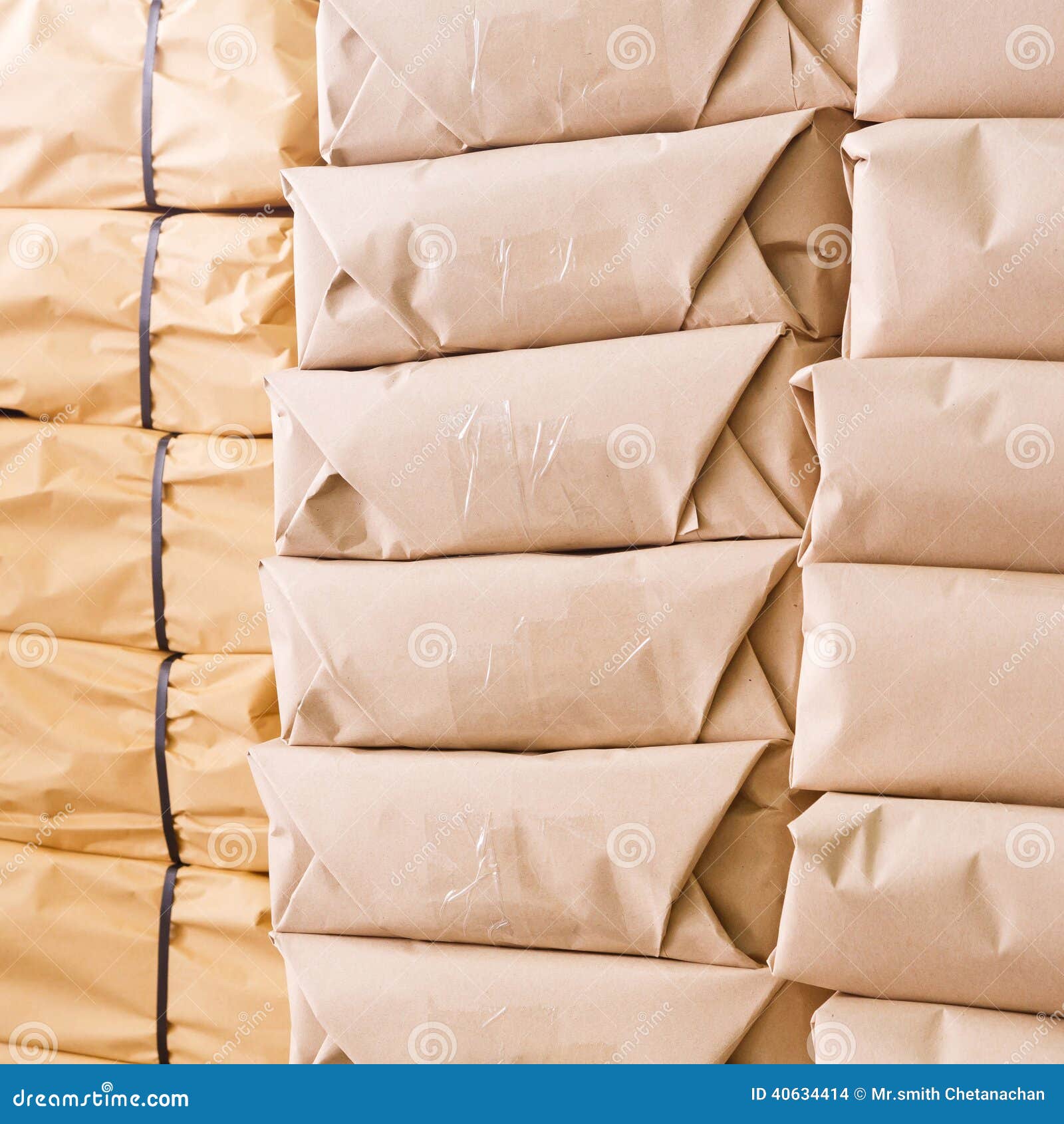 Stack of Parcel Wrapped in Brown Recycled Paper Stock Photo - Image of ...