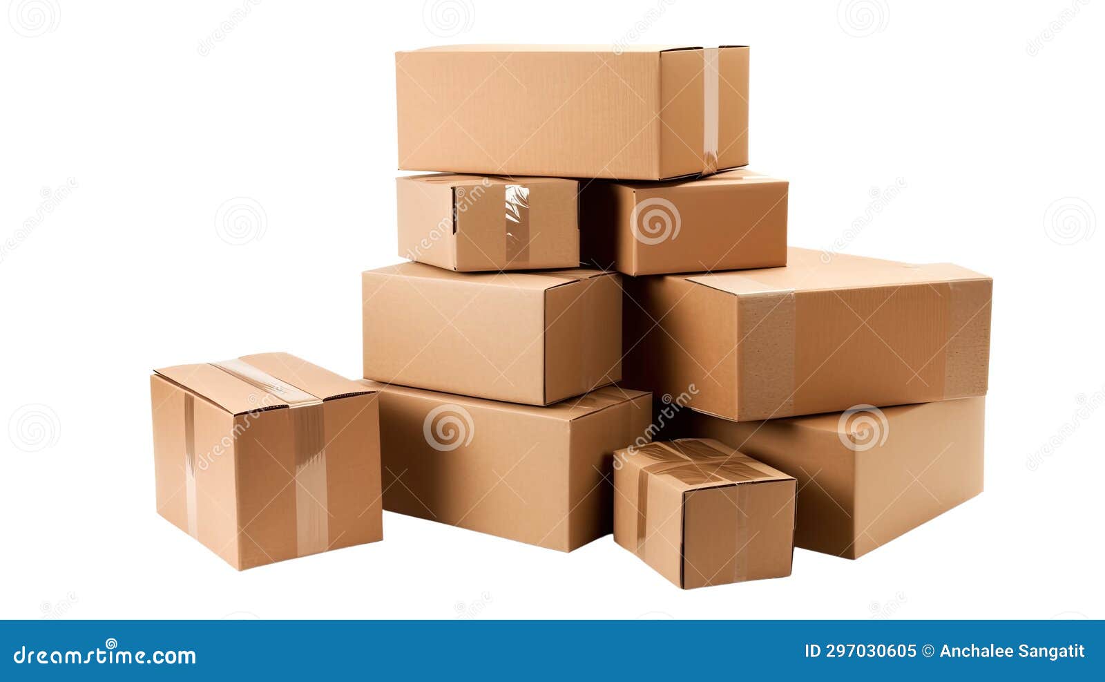Stack of Parcels Boxes on Transparent Background PNG Stock Image ...