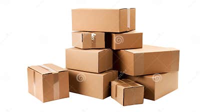 Stack of Parcels Boxes on Transparent Background PNG Stock Image ...
