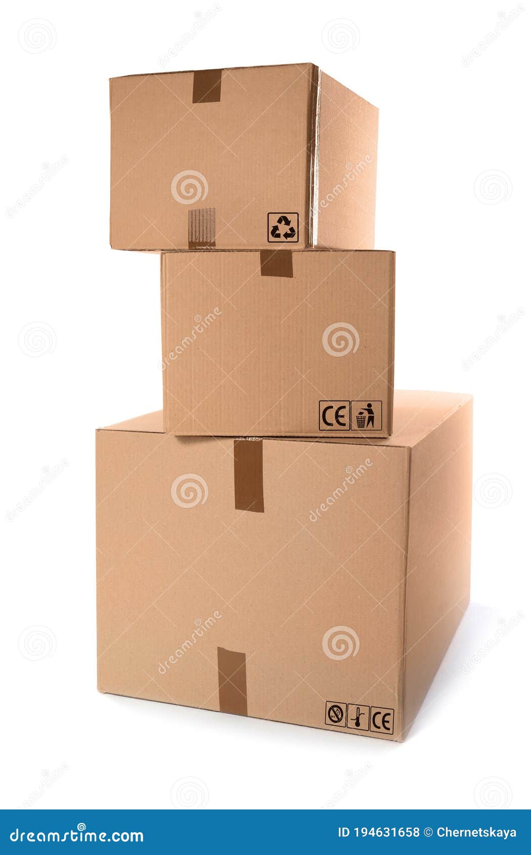 Stack of Parcels with Different Packaging Symbols on Background Stock ...