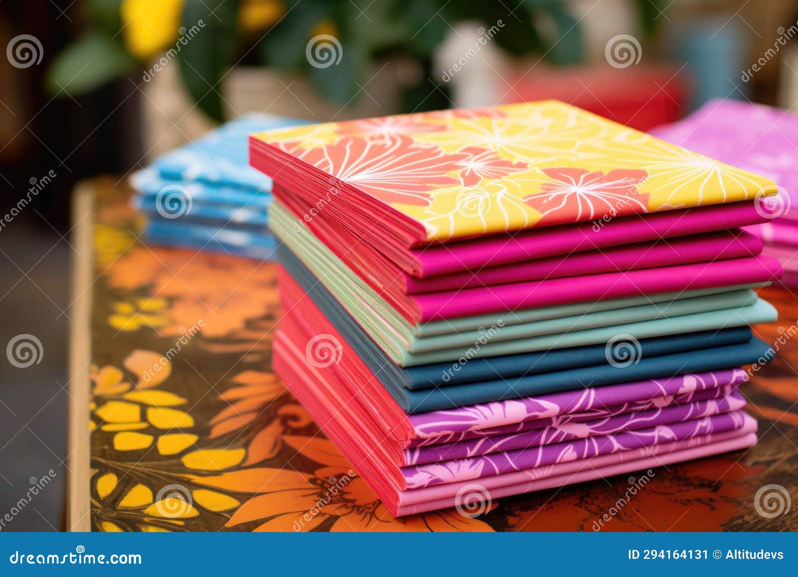Stack of Party Invitations in Vibrant, Summer-inspired Prints Stock ...