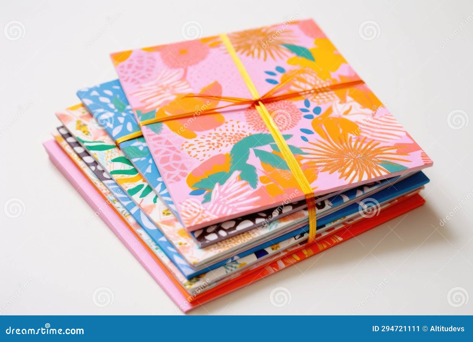 Stack of Party Invitations in Vibrant, Summer-inspired Prints Stock ...