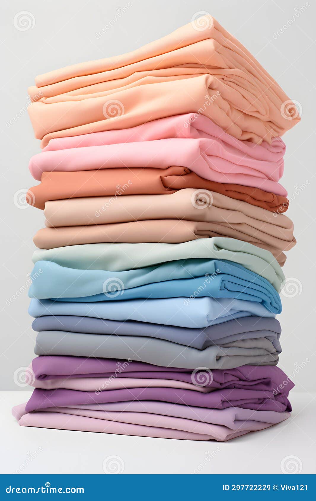 Stack of Pastel Colored Clothes Folded. Delicate Color Shades ...