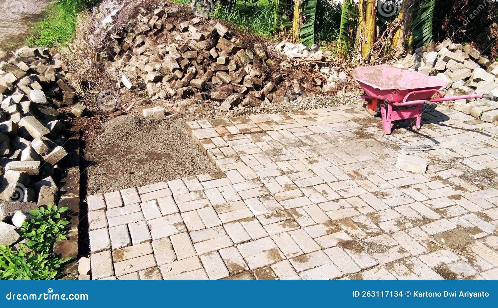 Stack the paving blocks stock photo. Image of garden - 263117134