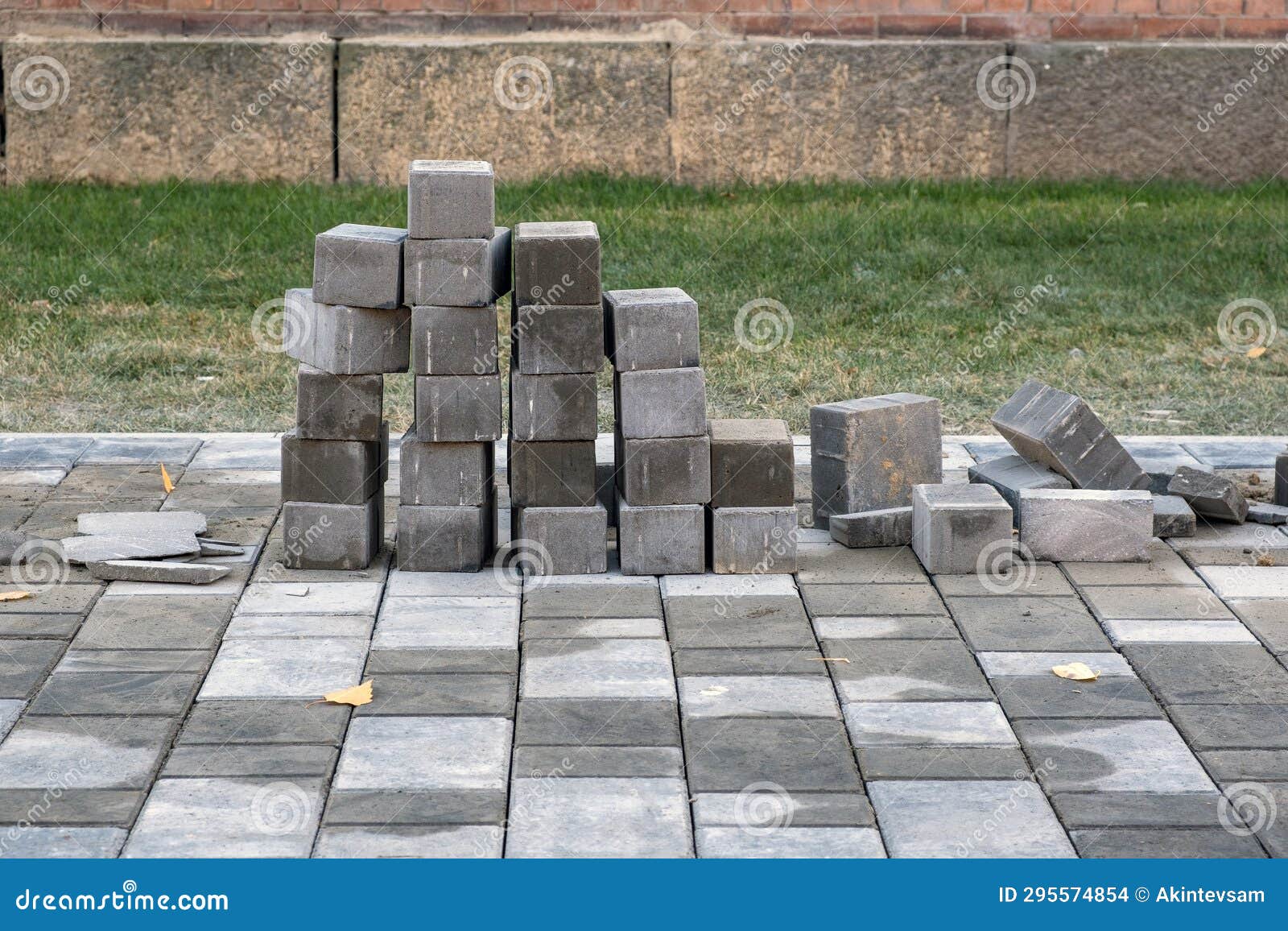 Stack of Paving Stone on Construction Site Stock Photo - Image of ...