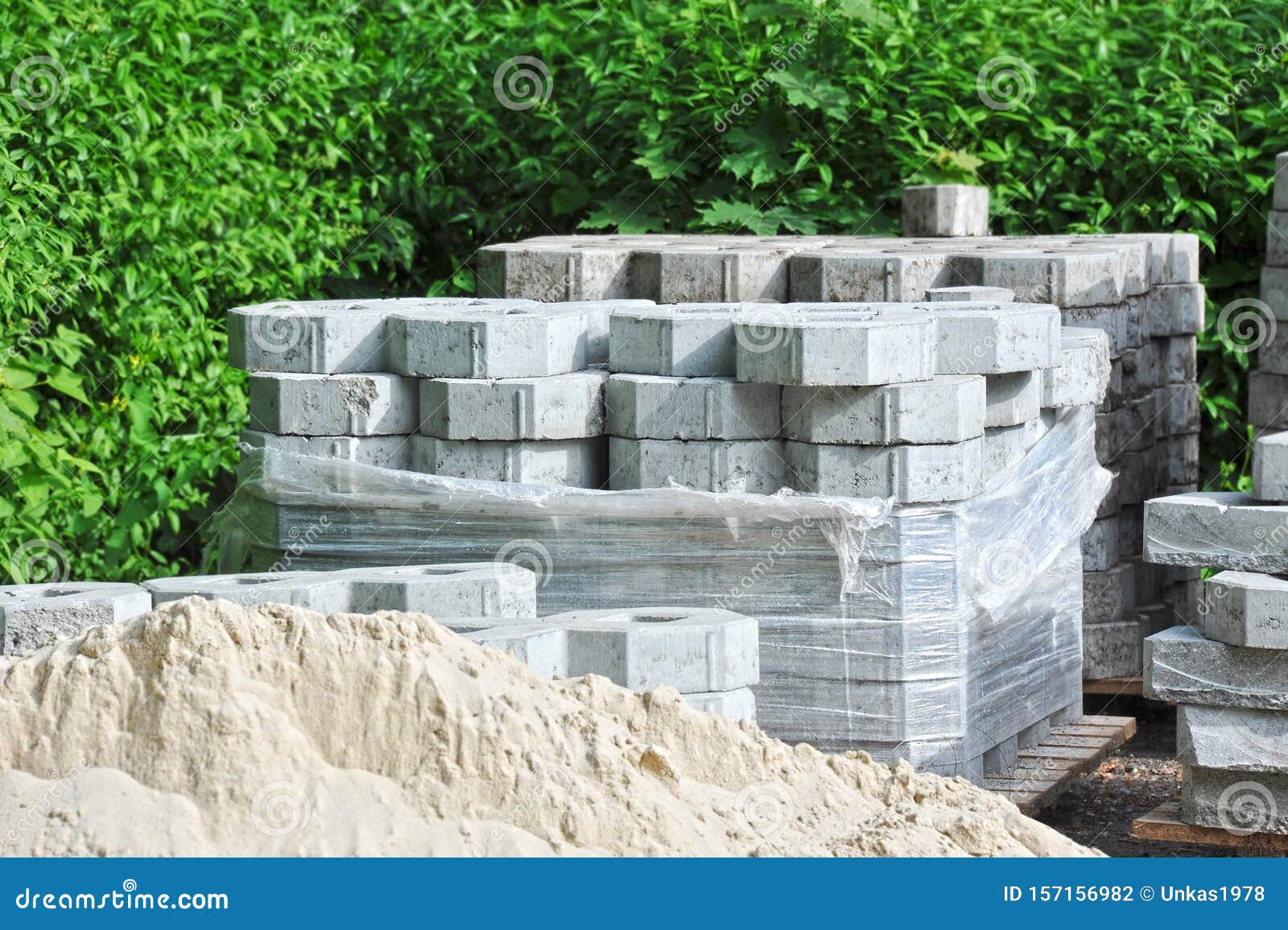 Stack of paving stone stock photo. Image of city, sand - 157156982