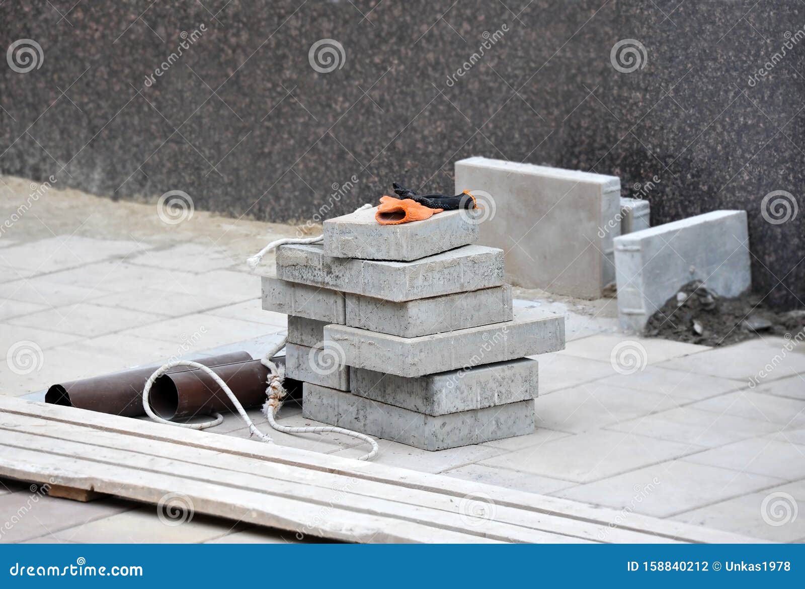 Stack of paving stone stock photo. Image of grey, footpath - 158840212