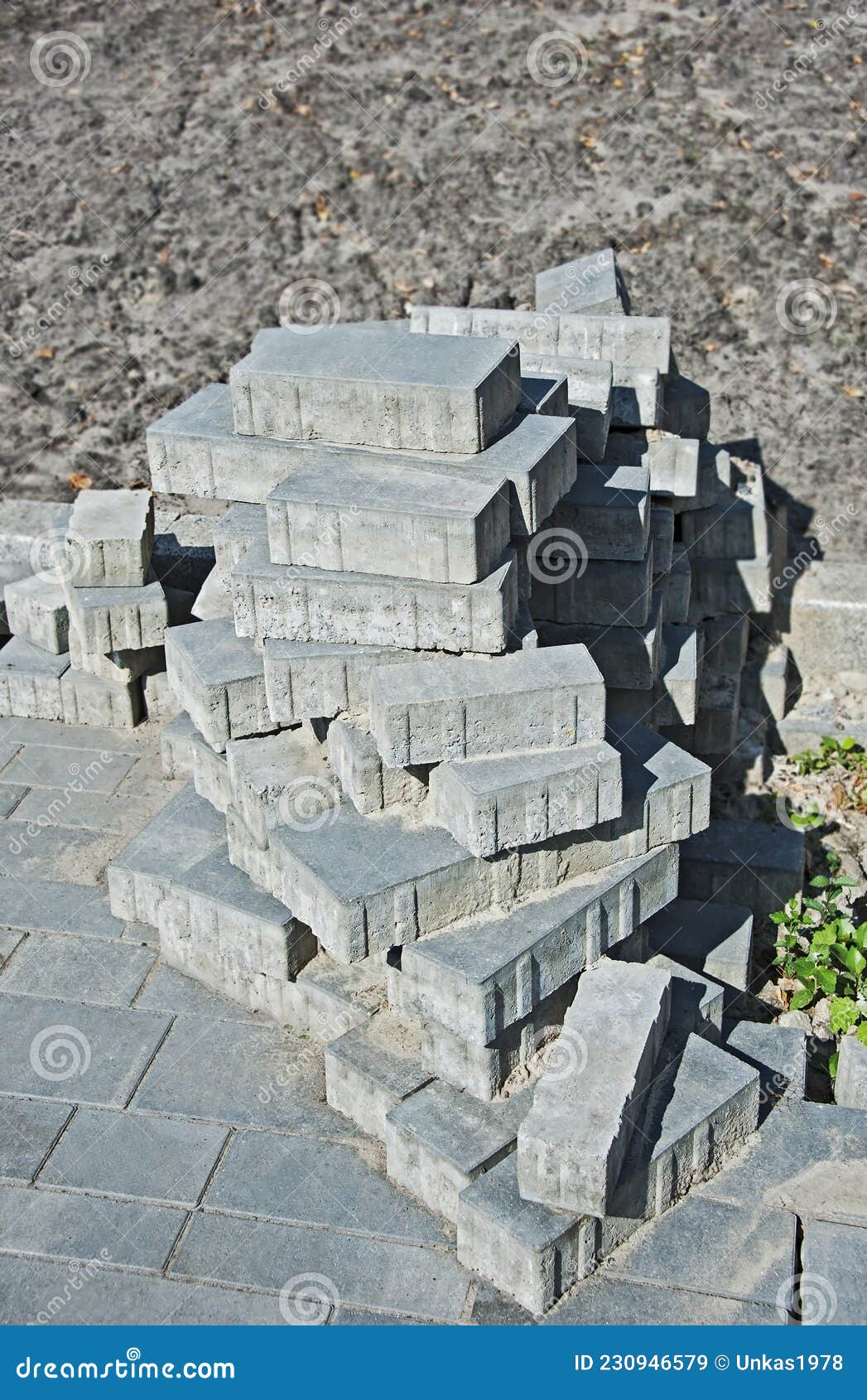 Stack of paving stone stock image. Image of brick, cobble - 230946579