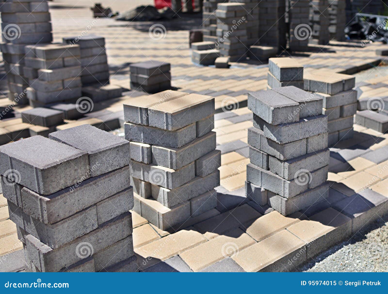 Stack of Paving Stones on Construction Site Stock Image - Image of ...
