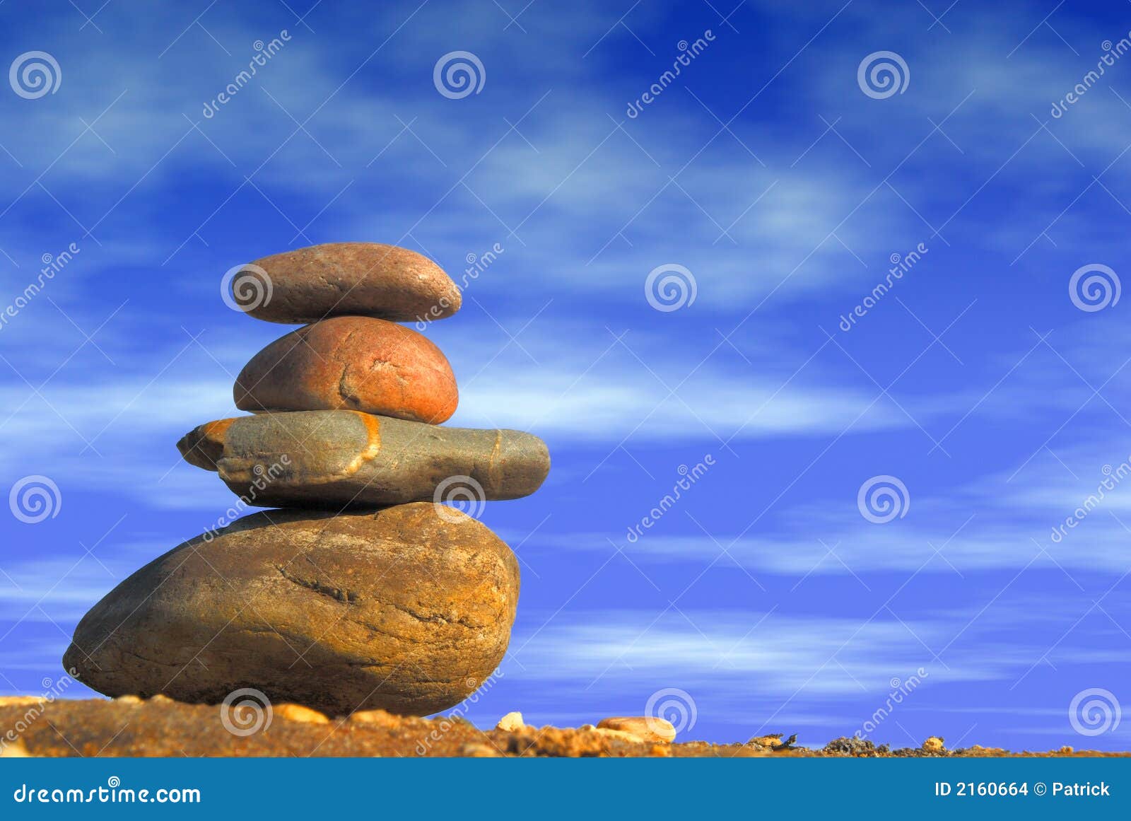 Stack of Pebbles Against Blue Stock Photo - Image of harmony ...