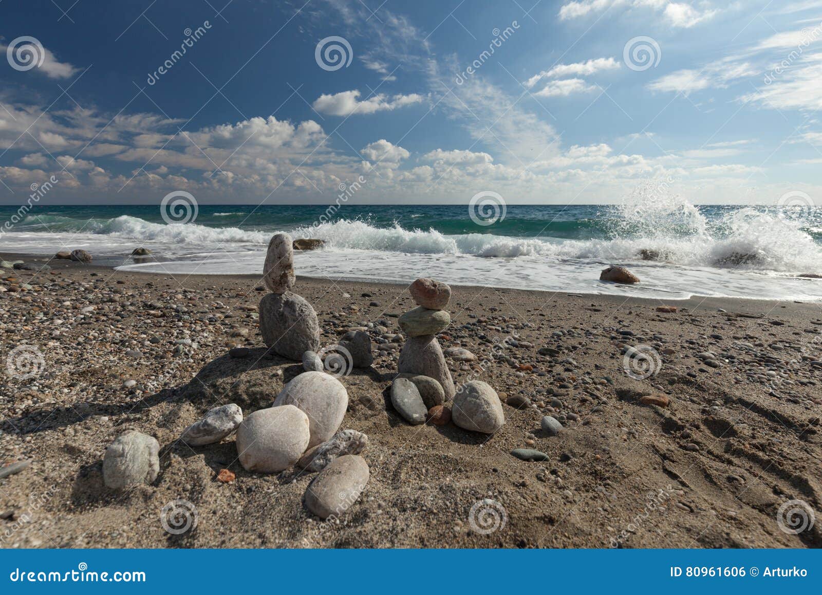 Stack of Pebbles Balancing on a Beach Stock Photo - Image of coastline ...