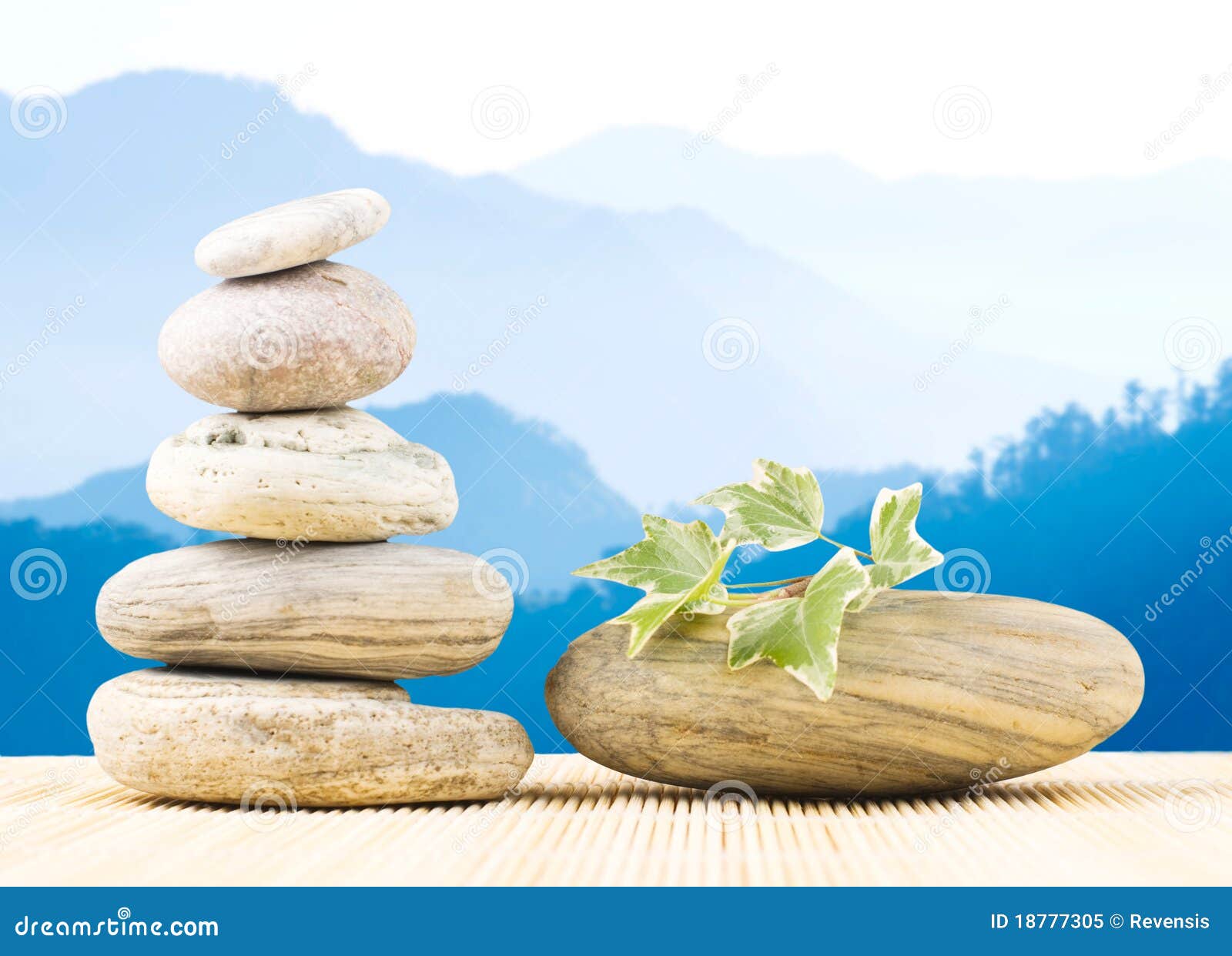 Stack Pebbles in Front of Mountains, Zen Concept. Stock Image - Image ...