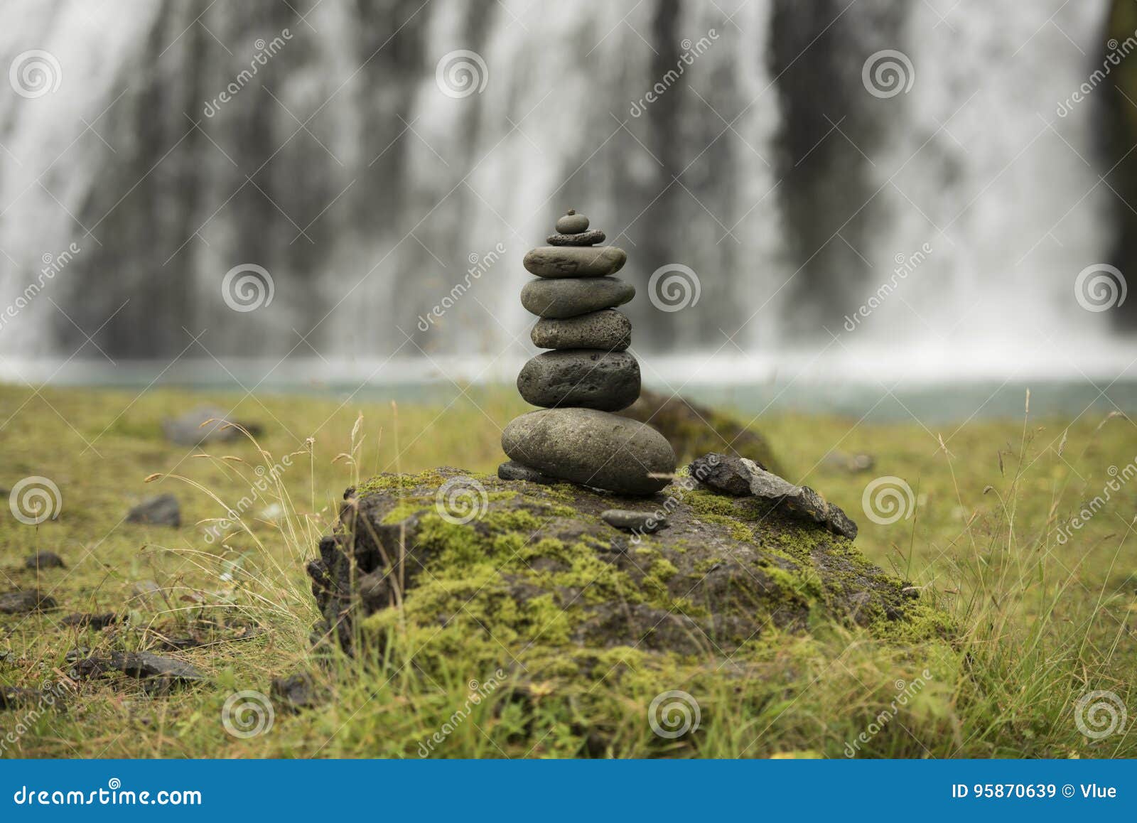 Stack of Pebbles and Waterfall Stock Image - Image of motion, creek ...