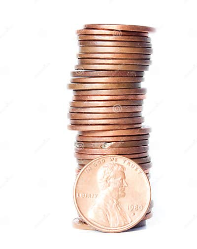 Stack of pennies stock photo. Image of copper, cents - 20283960