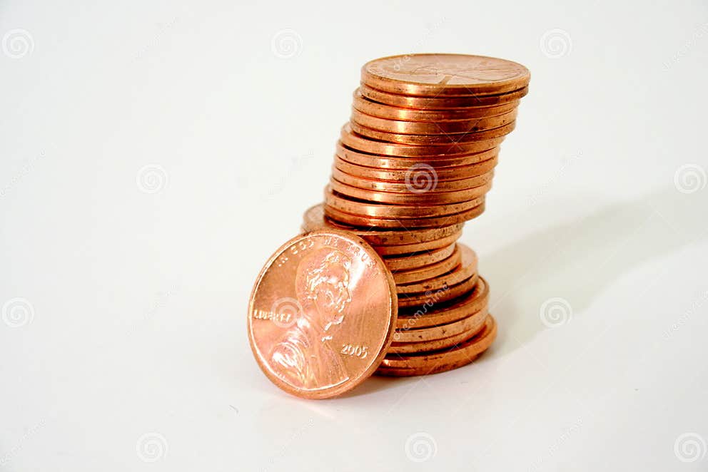 Stack of Pennies stock photo. Image of stack, shiny, currency - 7276222