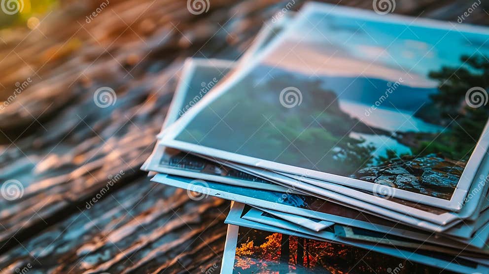 A Stack of Photographs with Space for Your Logo or Text Stock ...