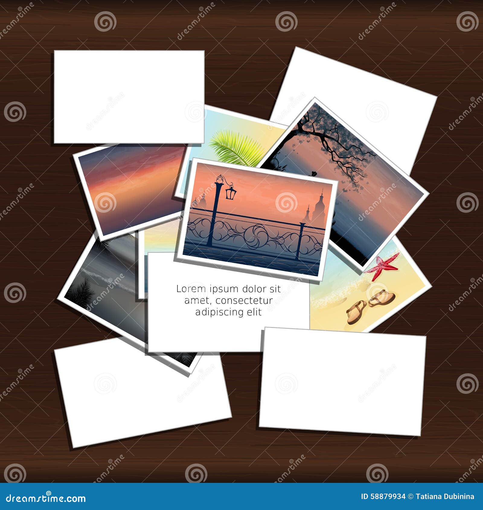 Stack Of Photos Isolated On White Background With Empty Place For ...