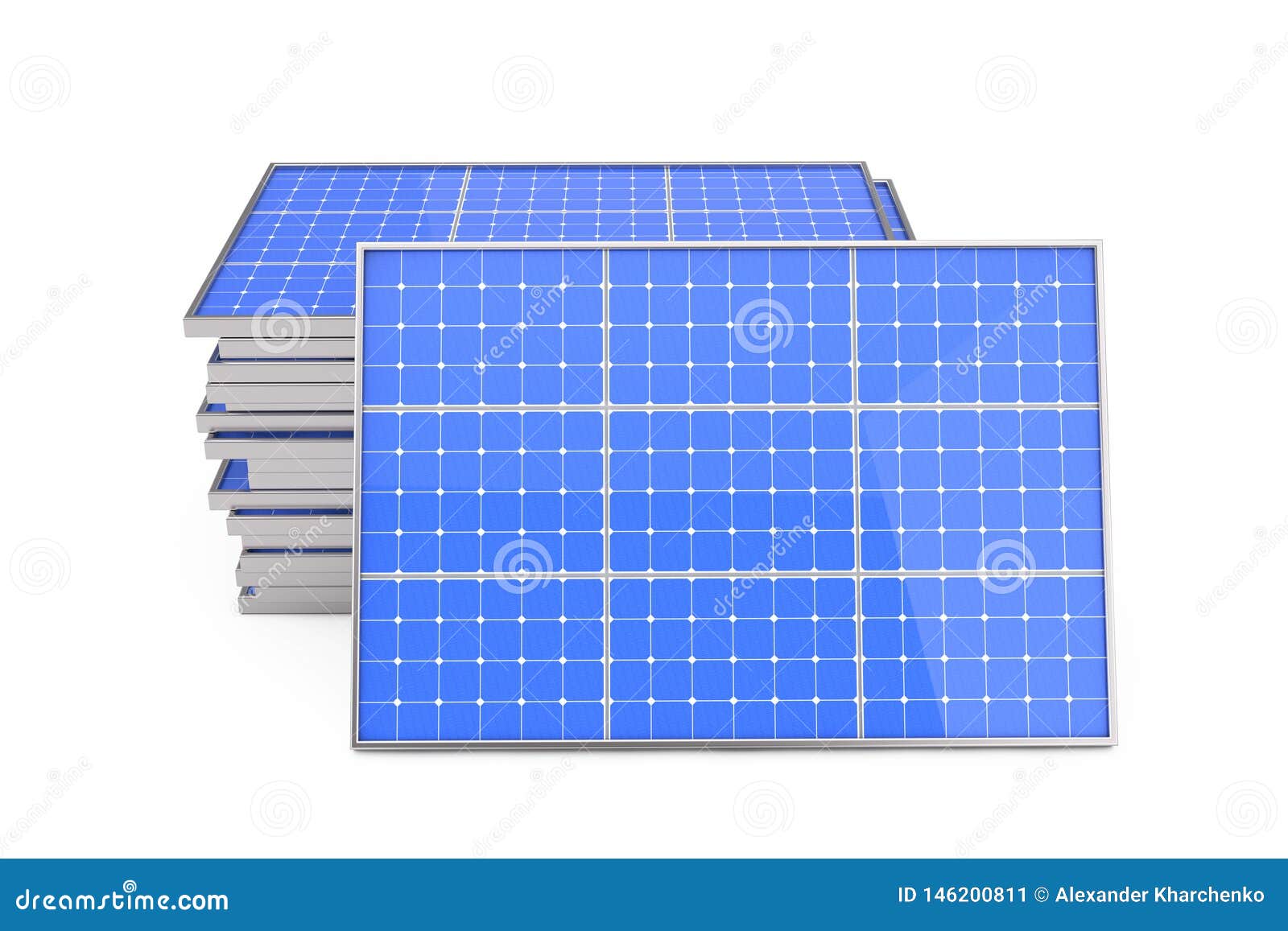 Stack of Photovoltaic Solar Panels. 3d Rendering Stock Illustration ...