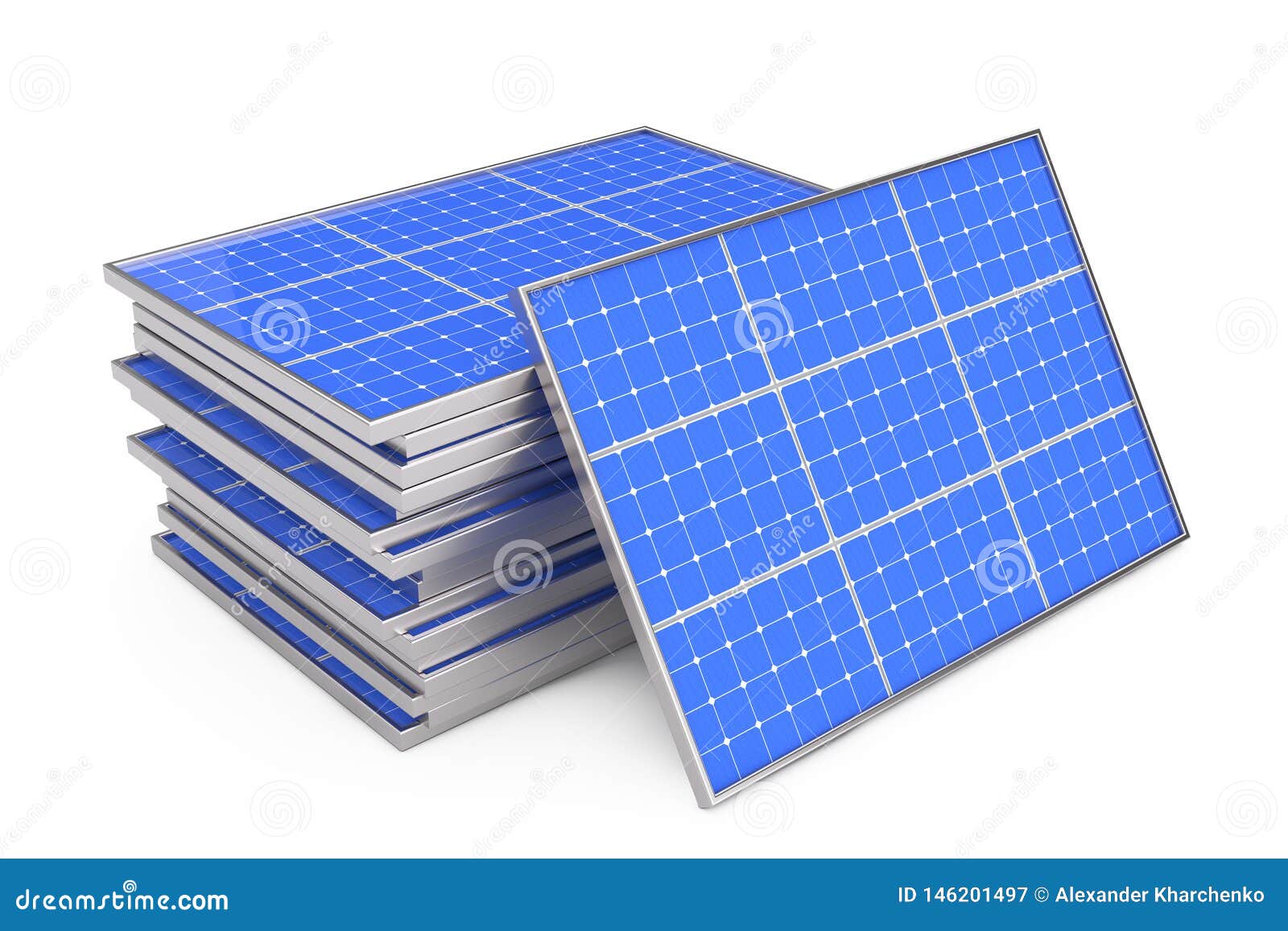 Stack of Photovoltaic Solar Panels. 3d Rendering Stock Illustration ...