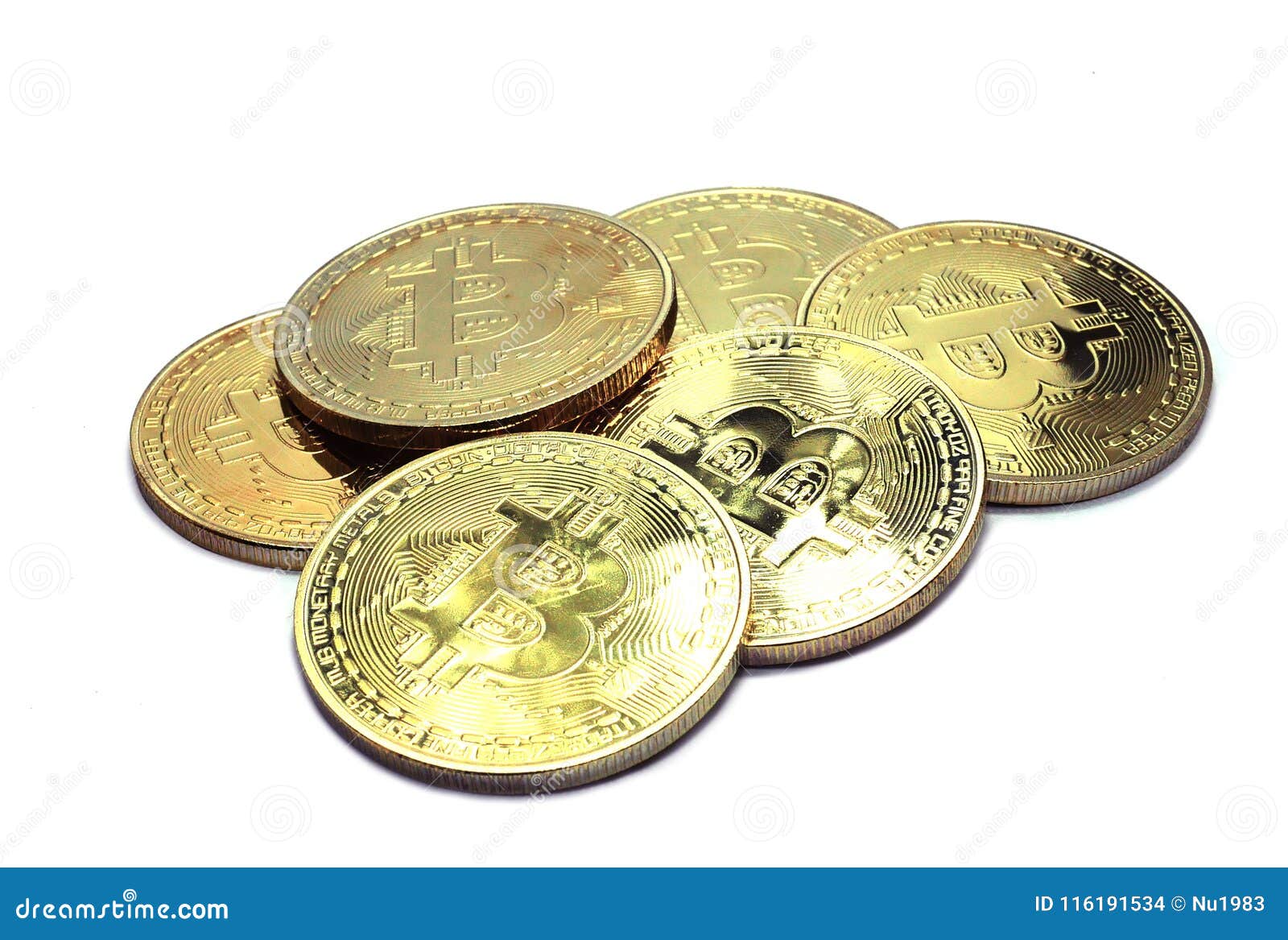 Stack of Physical Bitcoins Isolated Stock Photo - Image of economy ...