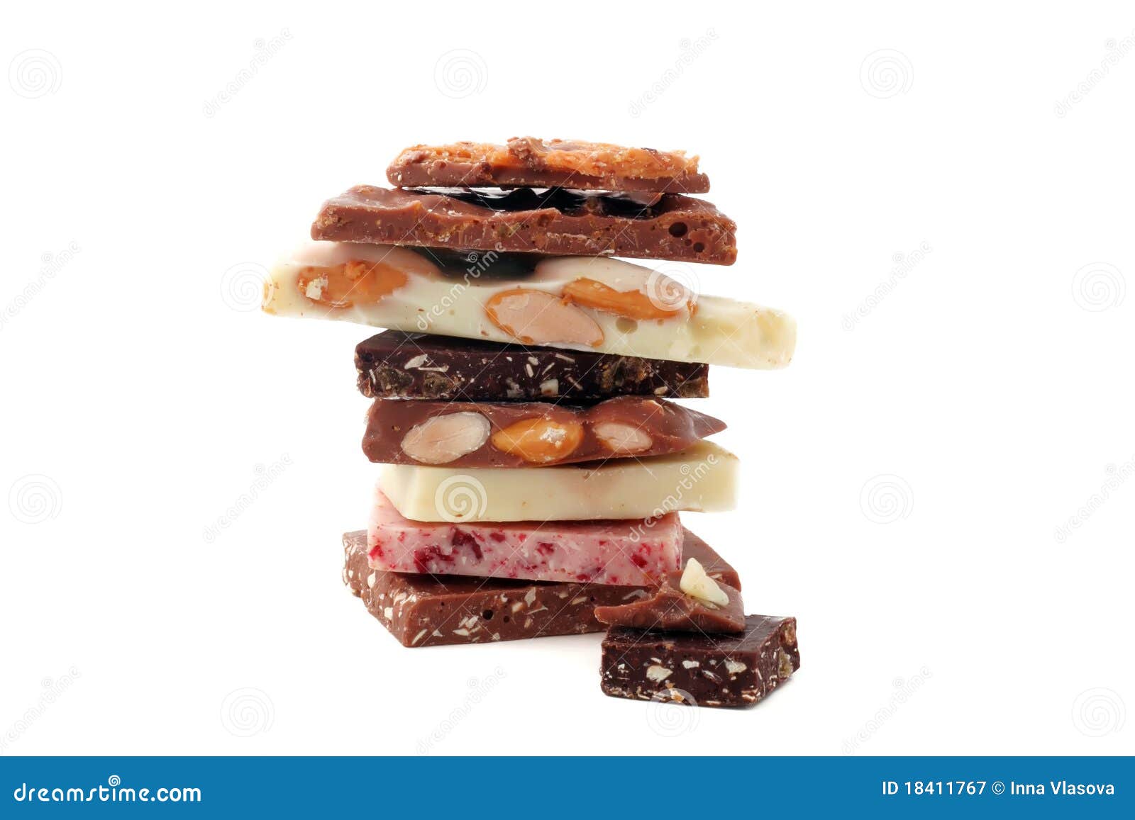 Stack of Pieces of Different Chocolate Stock Image - Image of solid ...