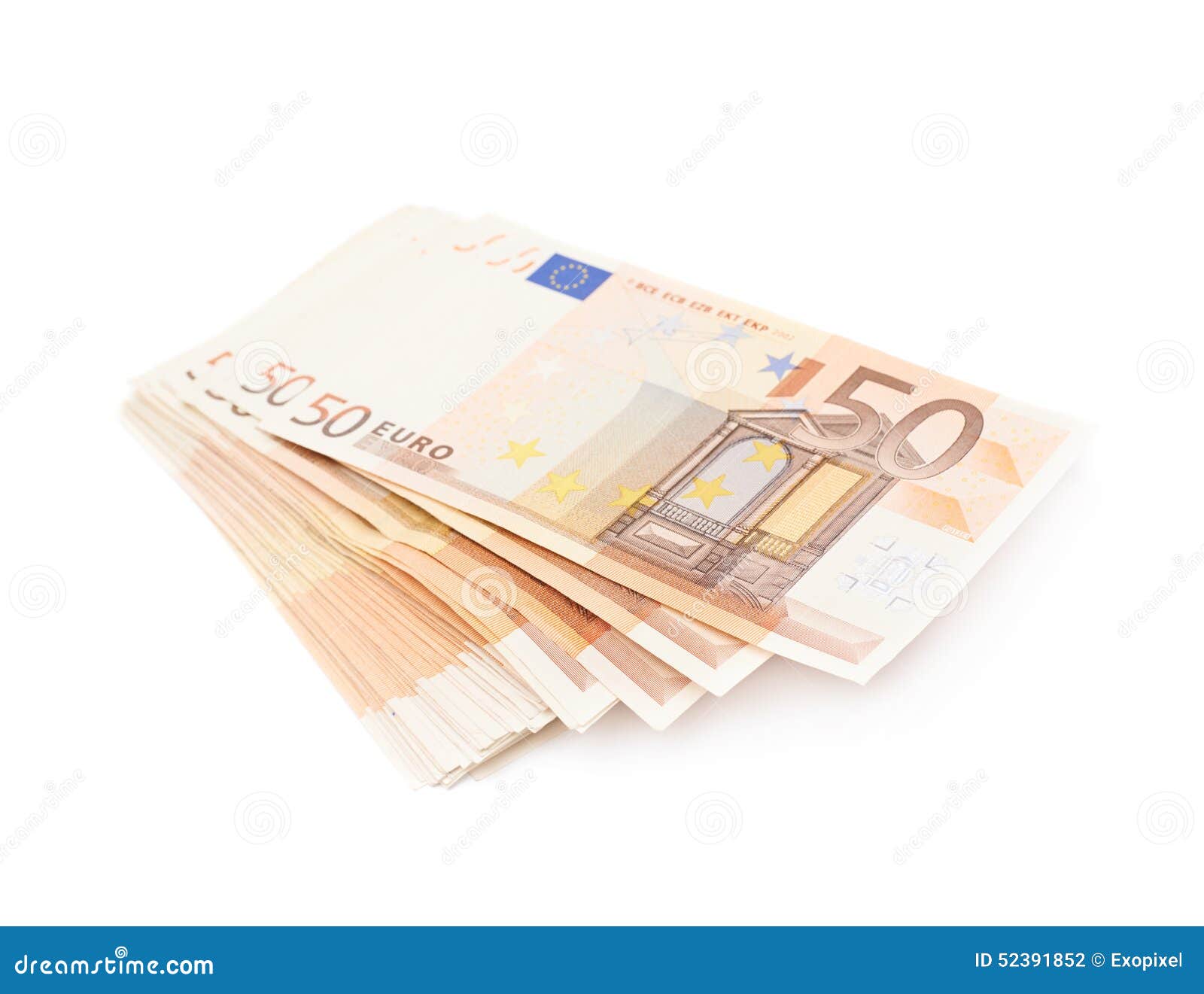 Stack Pile of Fifty Euro Bank Notes Stock Photo - Image of banking ...