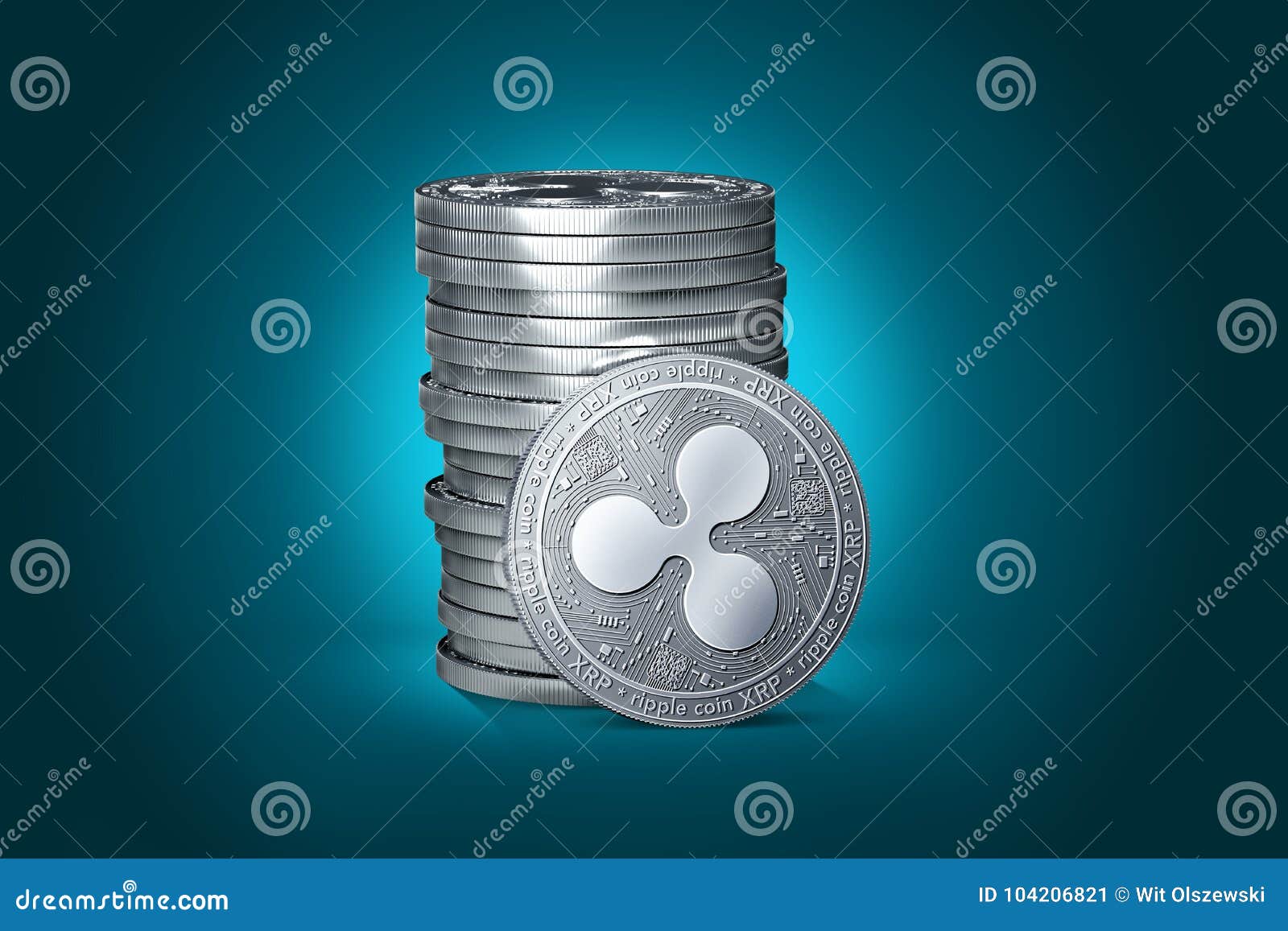Silver Ripple XRP Coin Isolated White Background. New Virtual Money 3D ...