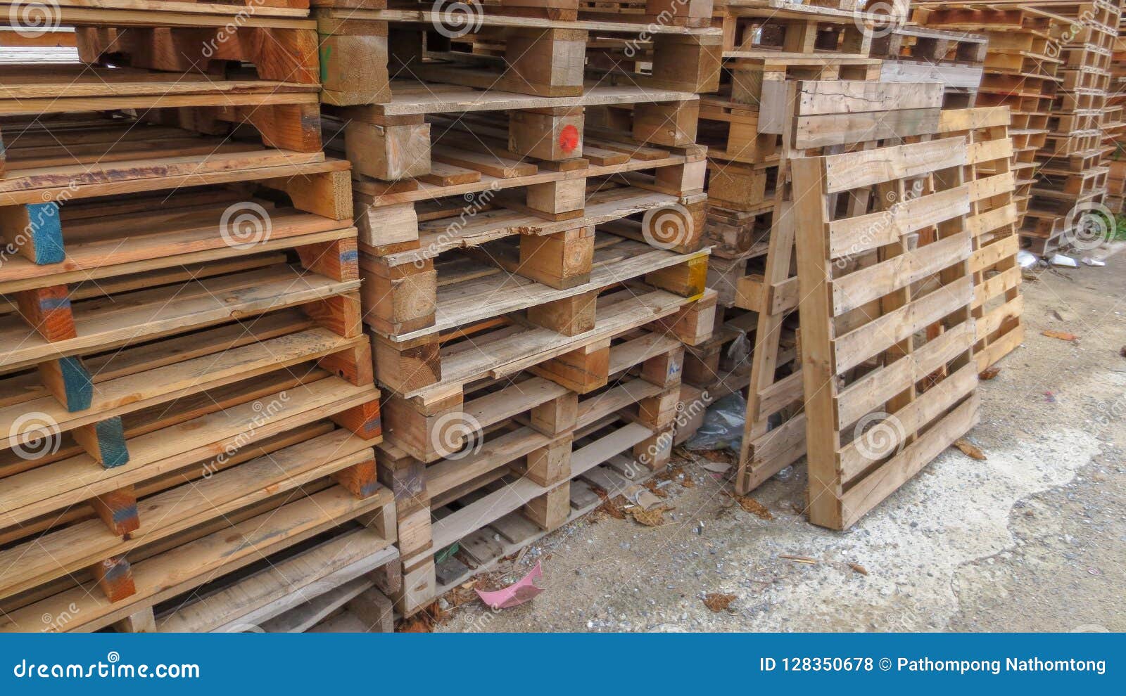 Stack Pile of Wooden Pallet Stock Photo - Image of freight, industrial ...