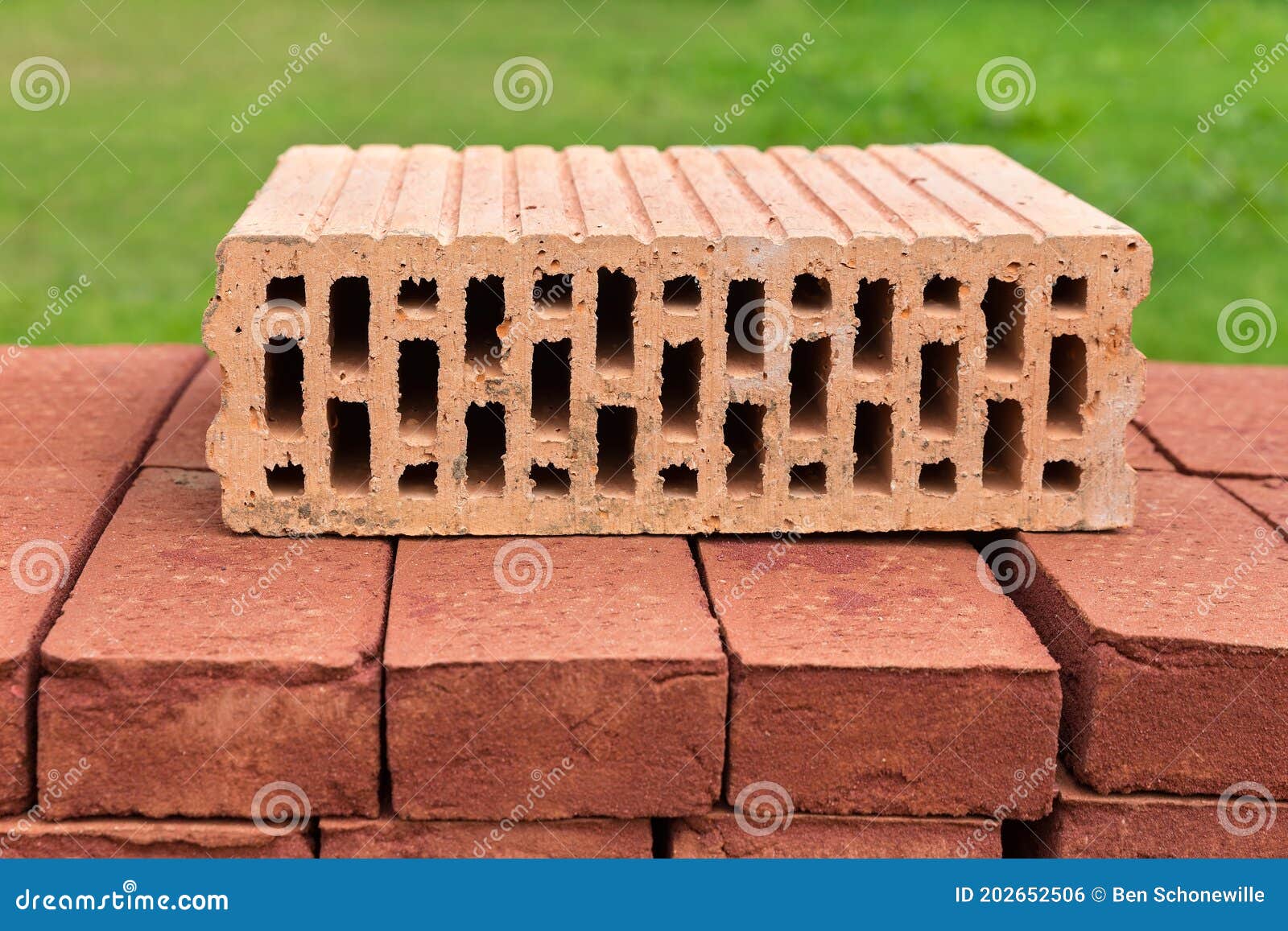 Stack of Piled New Wall Bricks Outside Stock Photo - Image of stacked ...