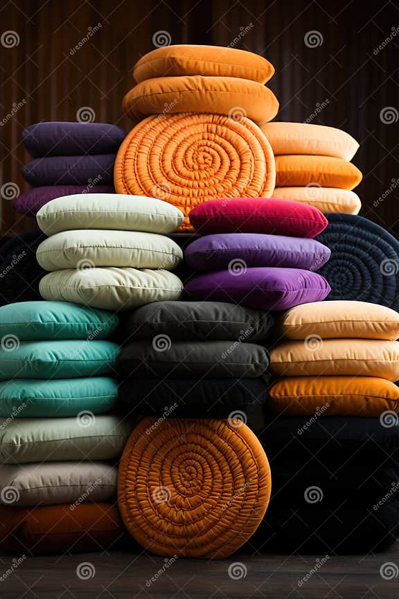 A Stack of Pillows and Blankets on a Table Stock Illustration ...