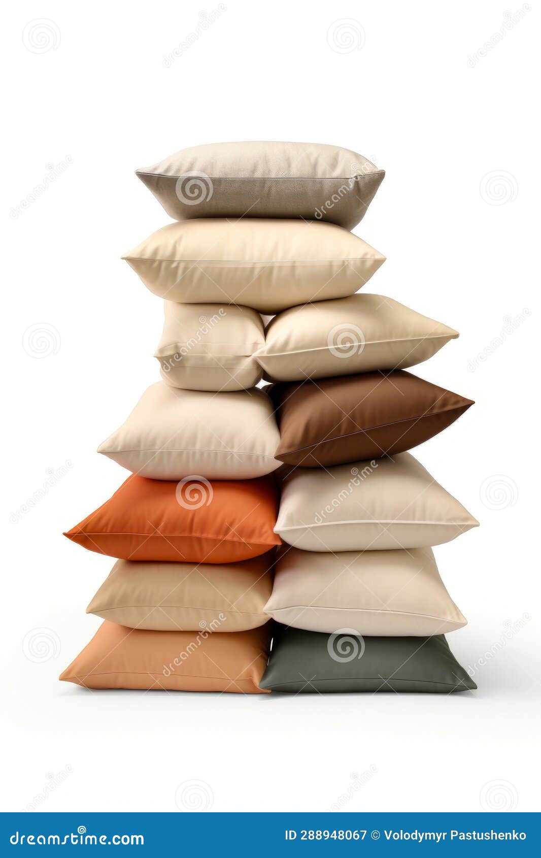 Stack of Pillows Sitting on Top of Each Other on White Background ...