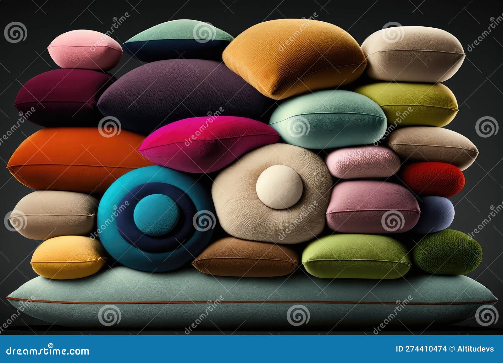 Stack of Pillows in a Variety of Colors, Shapes and Sizes Stock ...