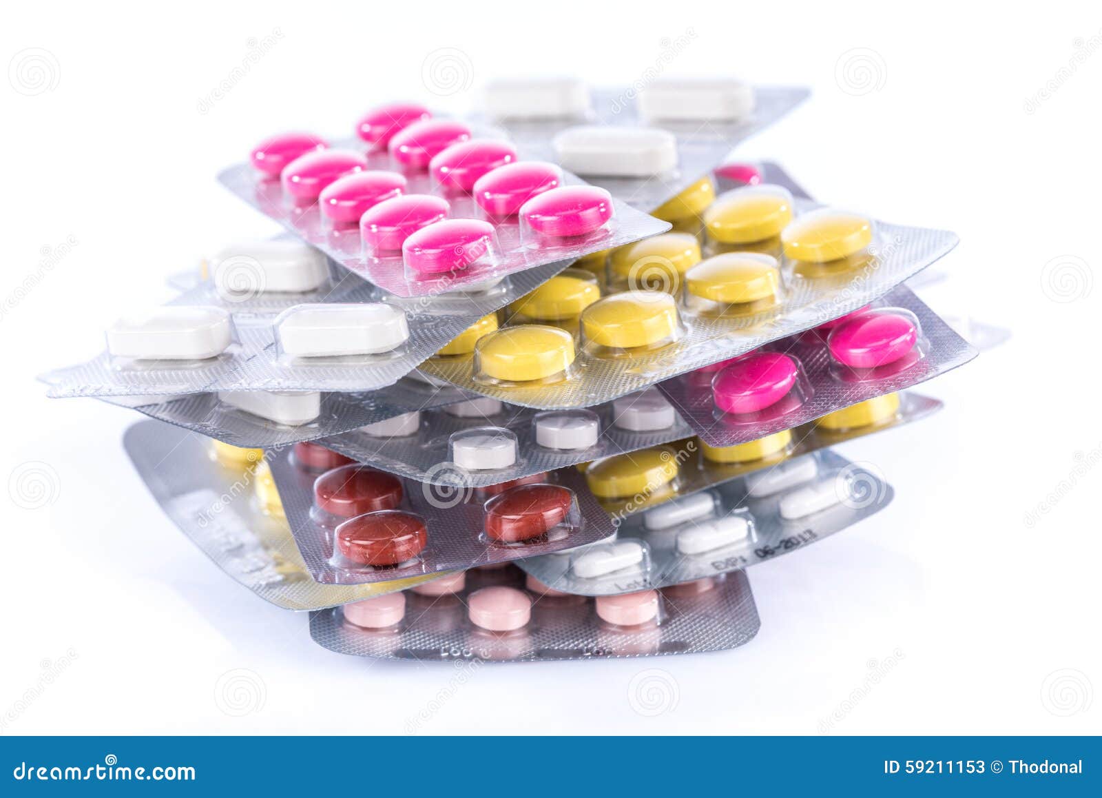 Stack of pills in blisters stock image. Image of medication - 59211153