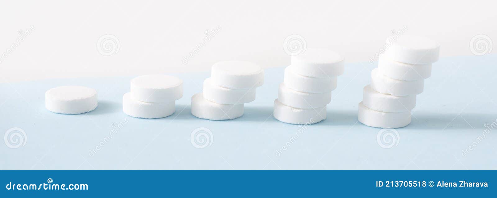 A Stack of Pills on a Blue Background. Growth Graph Made of Stacked ...