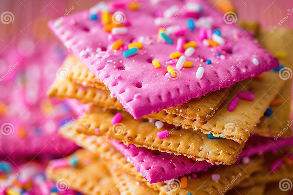 A Stack of Pink Crackers with Sprinkles, Suitable for Food and Snack ...