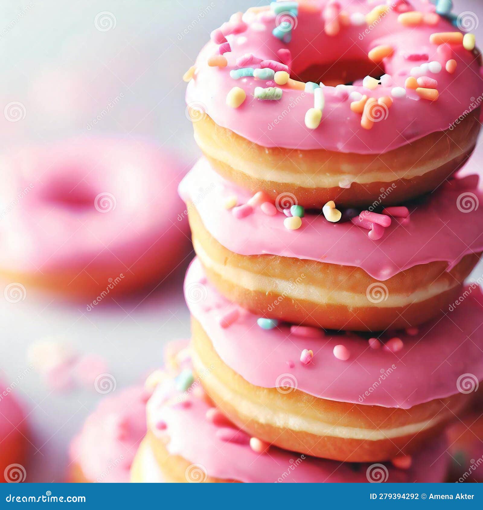 A Stack of Pink Donuts with Sprinkles on Top of Them Stock Illustration ...
