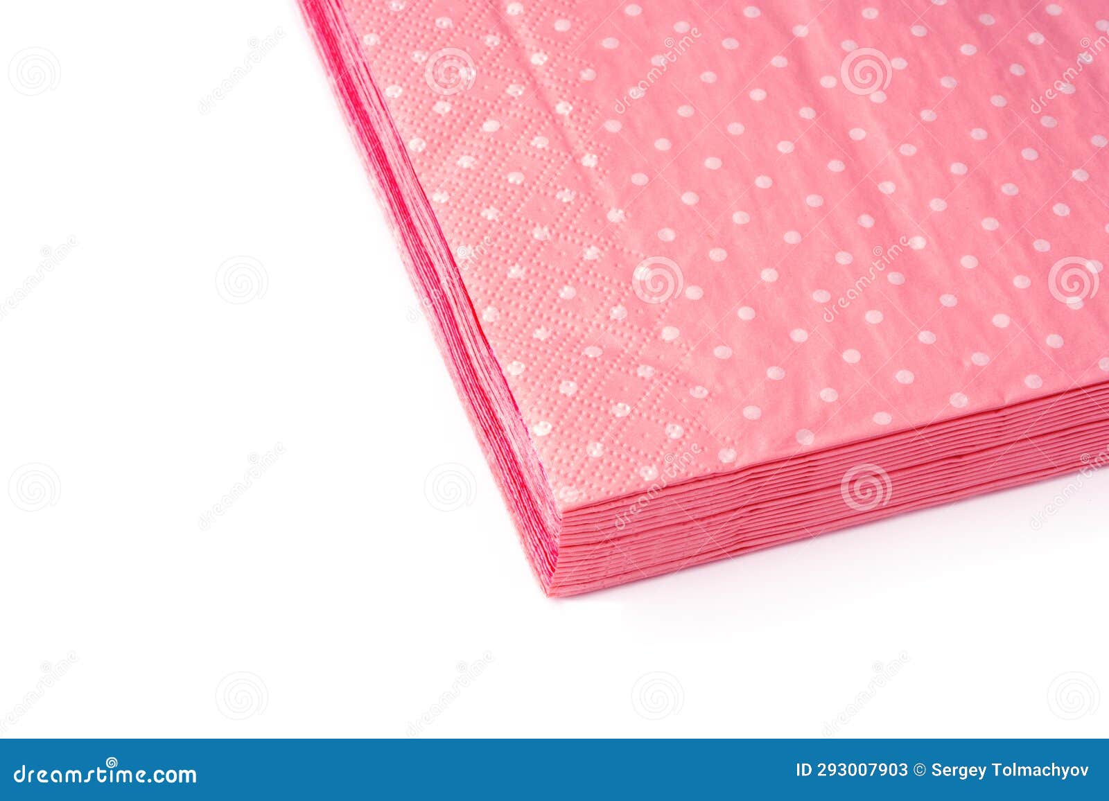 Stack of Pink Dotted Paper Napkins on White Background Stock Image ...